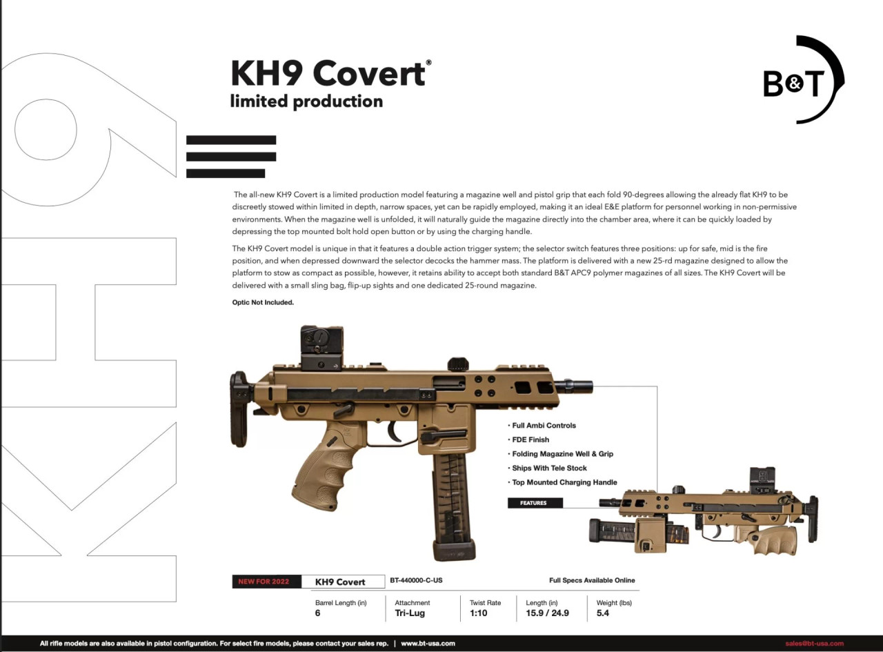 B&T LLC KH9 Covert Limited Production 9mm