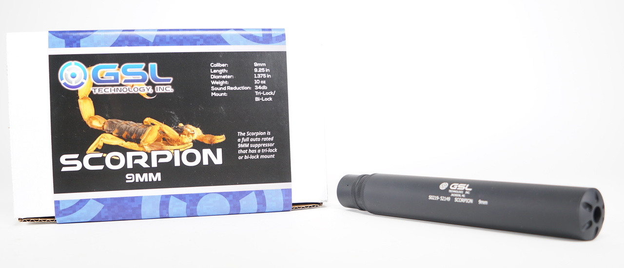 GSL Technology Scorpion SMG 9mm 3-Lug Suppressor