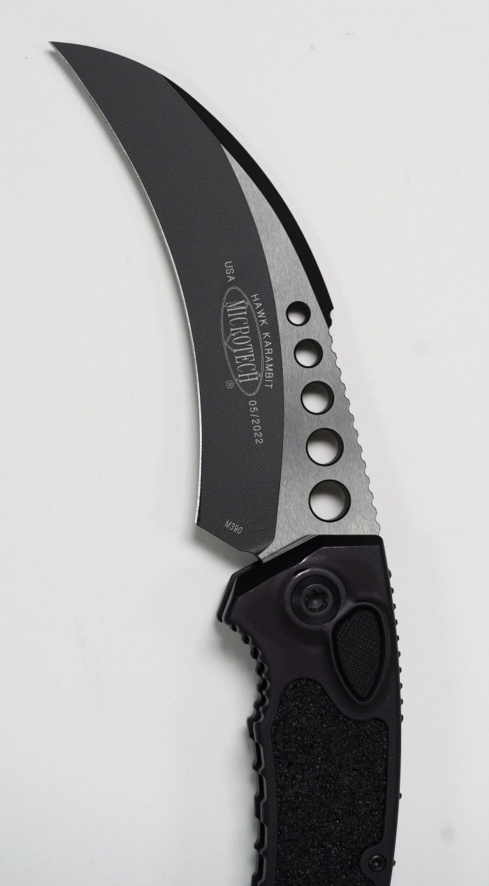 Microtech 266-1T Hawk Karambit Black Blade, Black Handle