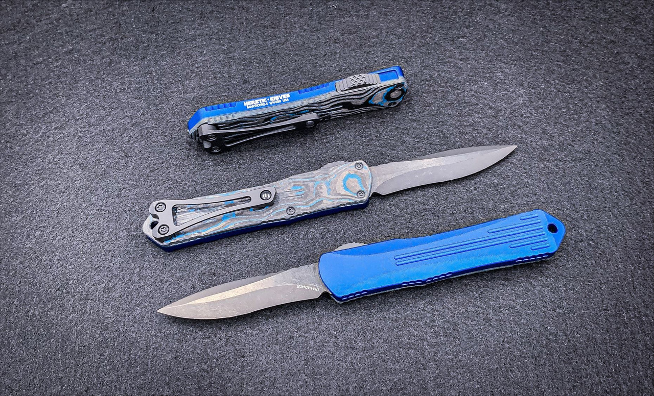 Heretic Manticore-S Blue Recurve, Blue Carbon Fiber Handle