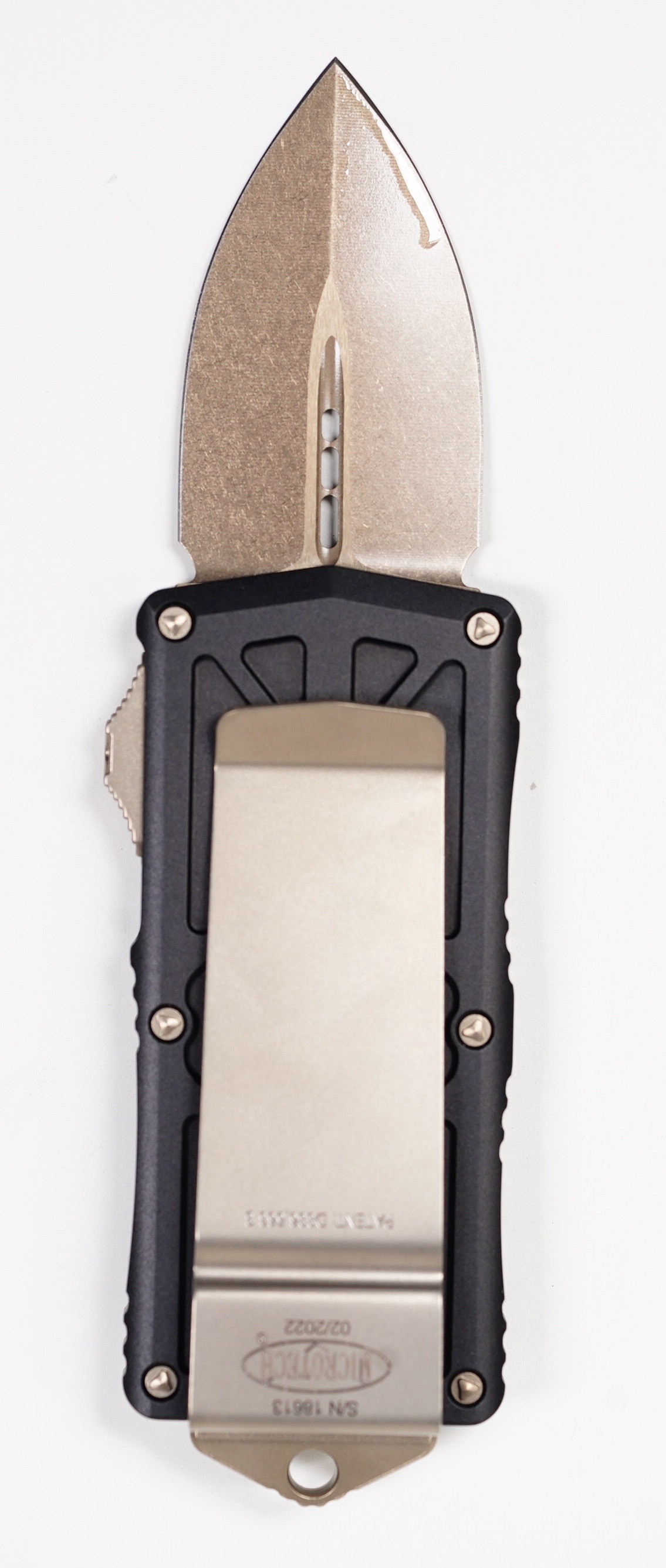 Microtech 157-13 Exocet Bronze D/E, Black Aluminum Handles