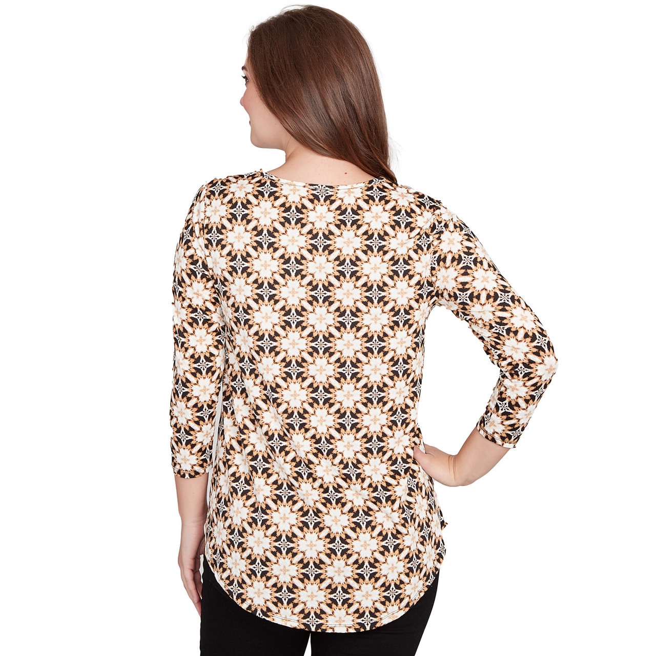 Women's Mesh Textured Geo Puff Print Top | Ruby Rd.