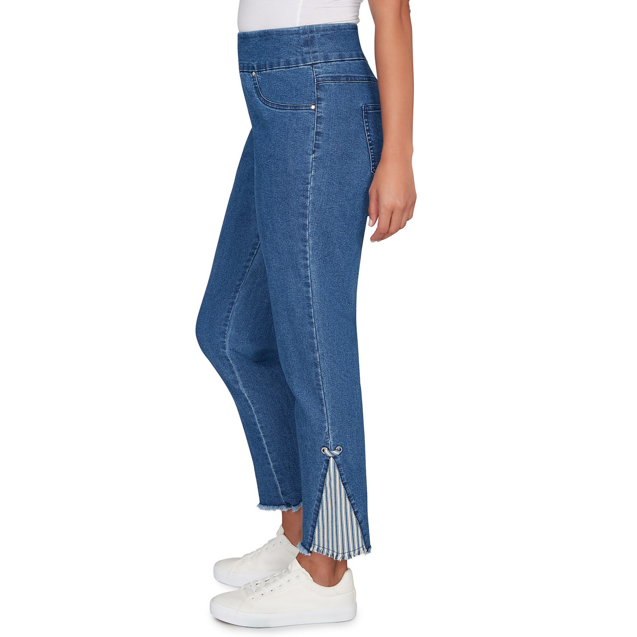 Petite Women's Nautical Stripe Inset Slim Fit Jean | Ruby Rd.