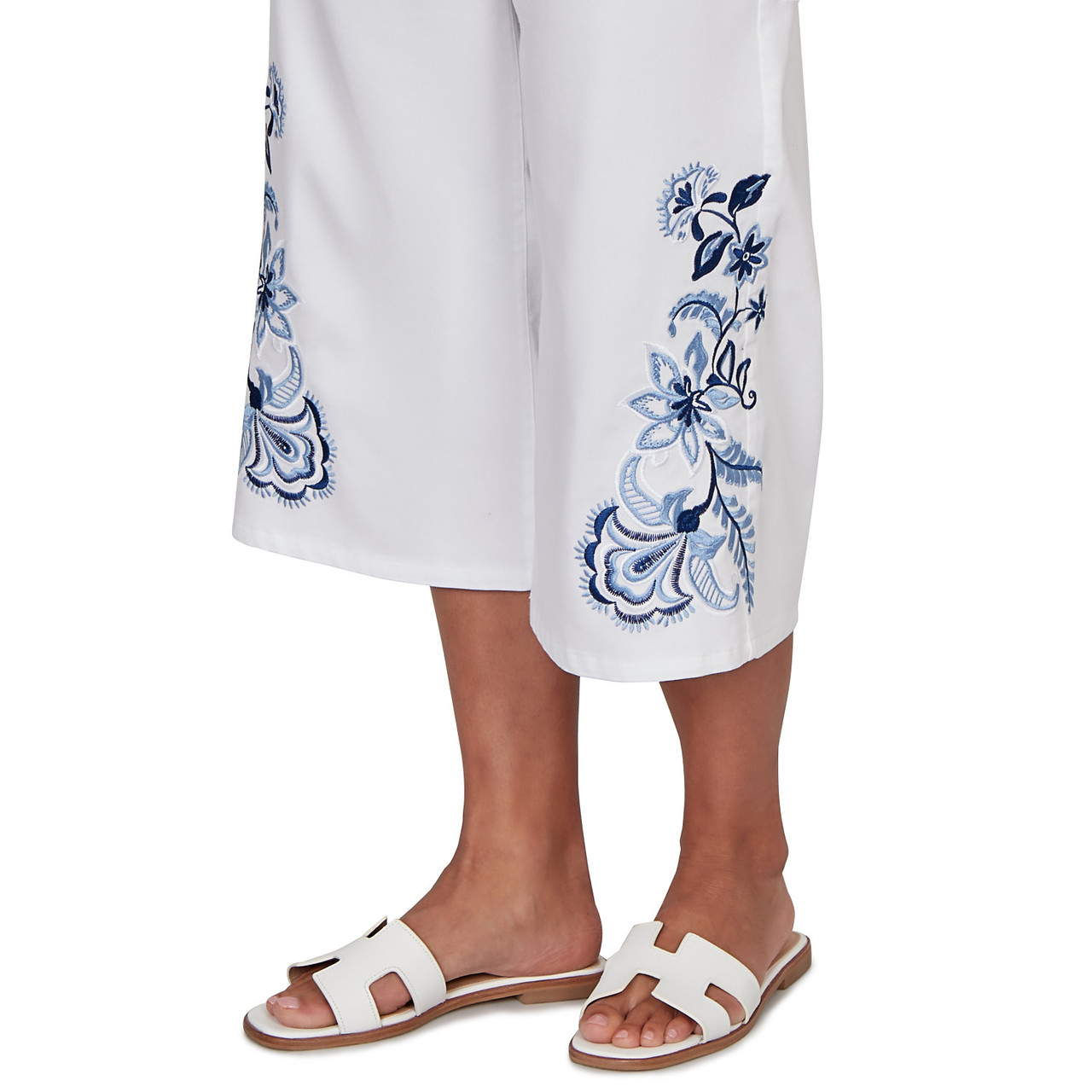 Women's Embroidered Hem Tencel(Tm) Denim Capri | Ruby Rd.
