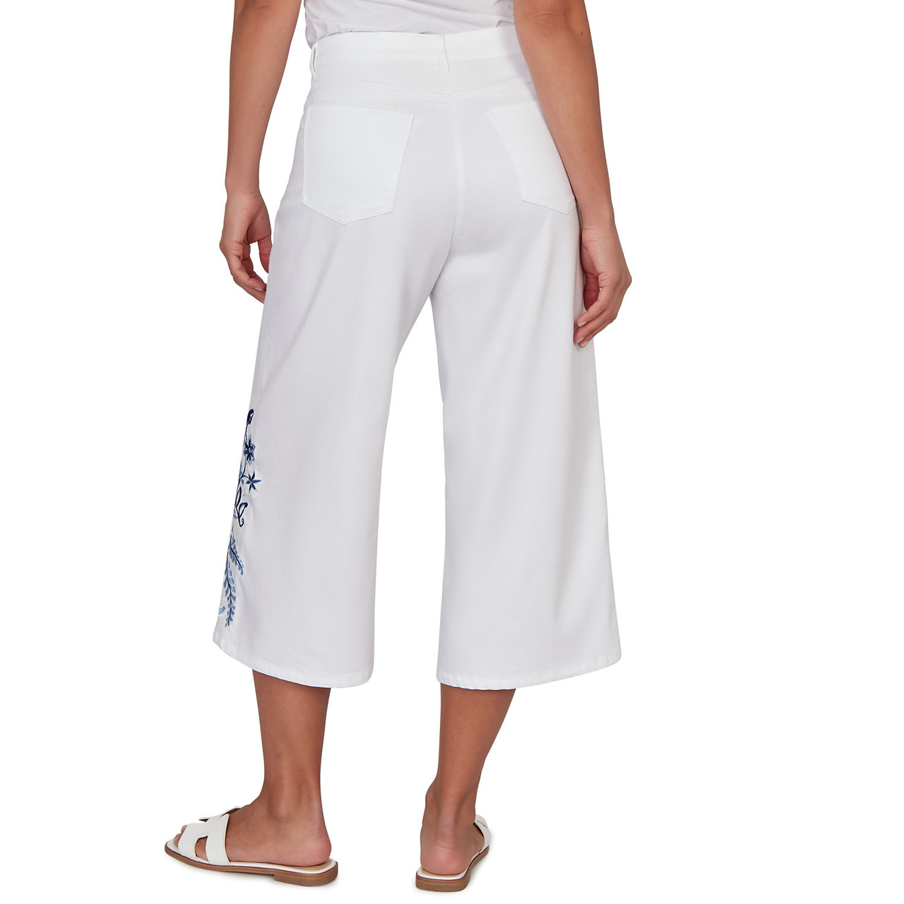 Women's Embroidered Hem Tencel(Tm) Denim Capri | Ruby Rd.
