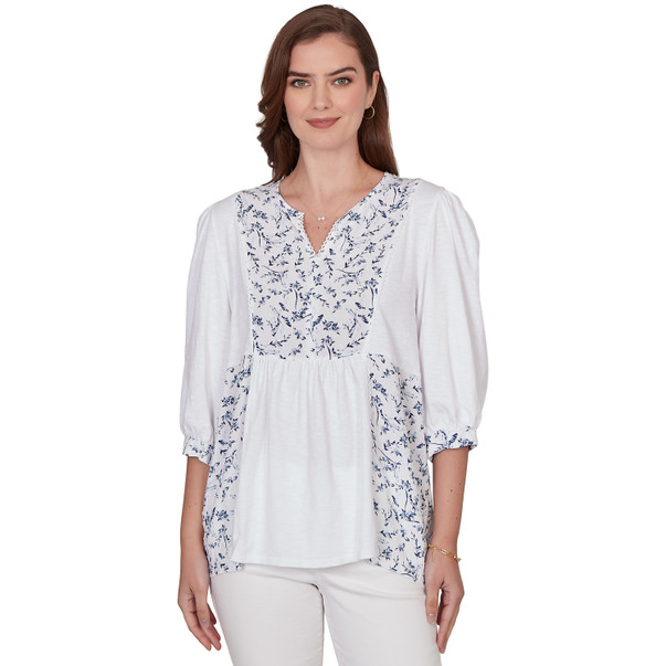 Women's Mixed Fabric Sharkbite Knit Top | Ruby Rd.