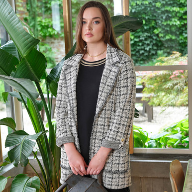 Women's Notch Collar Metallic Tweed Boucle Jacket | Ruby Rd.