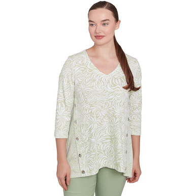 Women's Swirl Jacquard Button Knit Top | Ruby Rd.