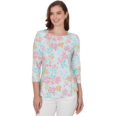 Women's Blooming Floral Envelope Neck Knit Top | Ruby Rd.