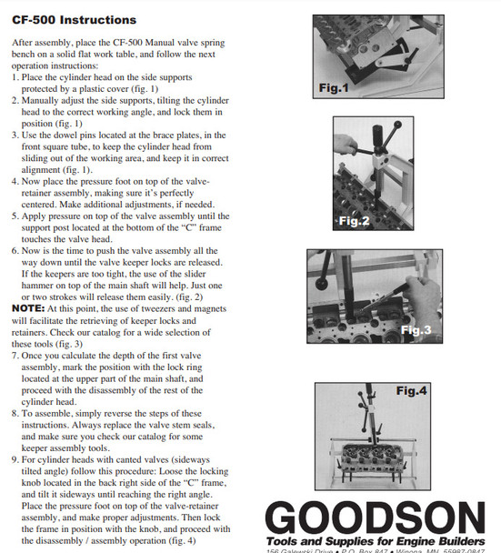 Goodson Manual Valve Spring Compressor Bench CF-500