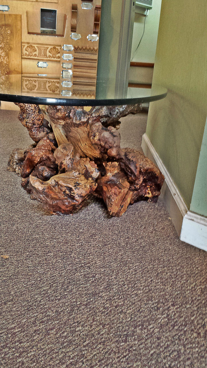 Manzanita Root Table Base with Glass (ER-1) - Global Wood Source