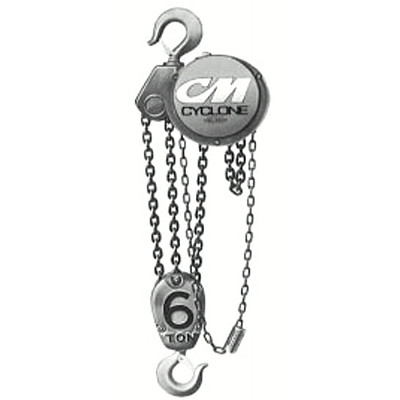 CM Columbus McKinnon Cyclone Hand Chain Hoist, 6 Tons Capacity, 8 ft ...