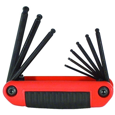 Ergo-Fold Hex Key Sets, 9 per set, Ball Hex Tip, Inch (4 EA / PK)