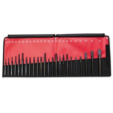 24 Piece Punch & Chisel Kits, Pointed; Round, English, Pouch (1 KT / KT)