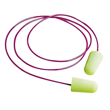 Pura-Fit Foam Earplugs, Foam, Bright Green, Corded (100 PR / BOX)