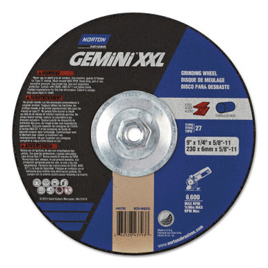 GEMiNi XXL Depressed Center Wheel, 9 in Dia, 1/4 in Thick, 5/8 in Arbor ...