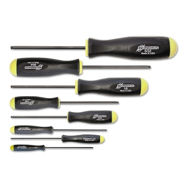 Balldriver Hex Screwdriver Set, Hex Ball, 8 Piece, .05 to 5/32 in (1 ...
