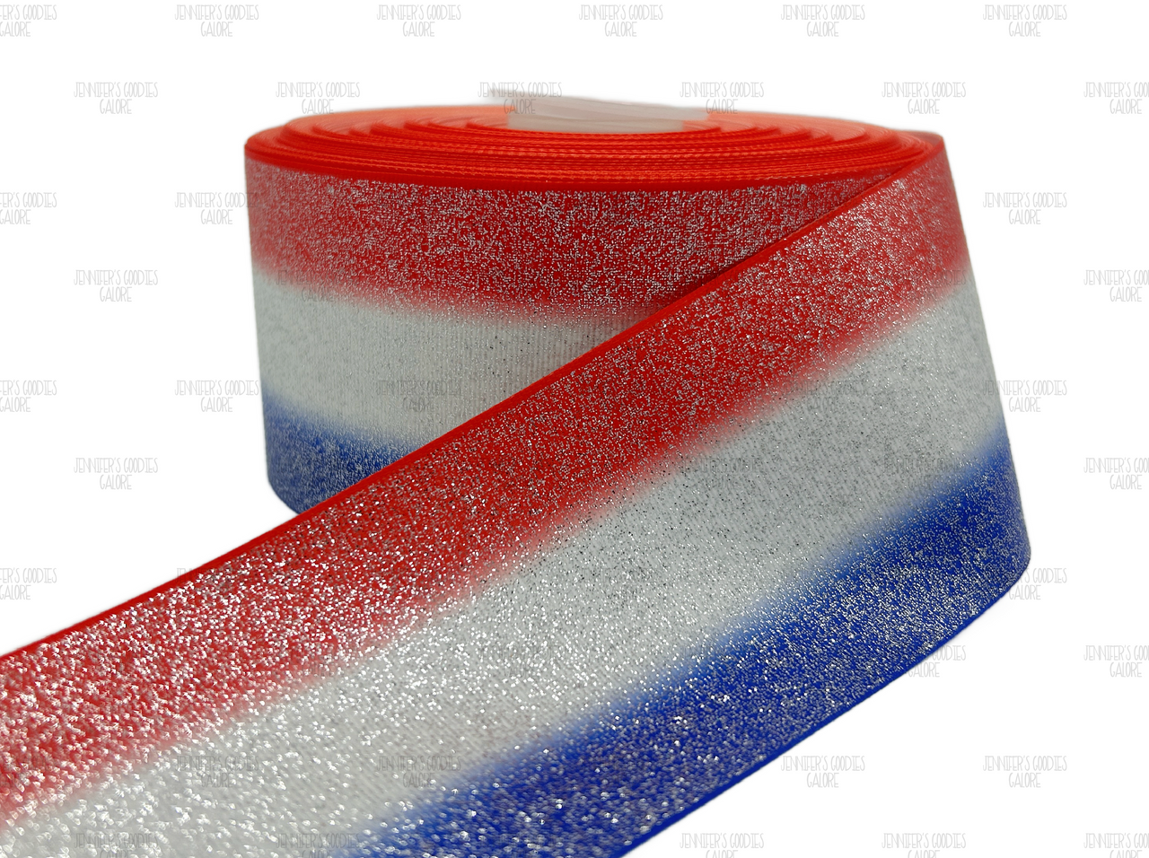 3", Triple Glitter Ombre Ribbon, Red, White and Blue Ribbon, Grosgrain ...