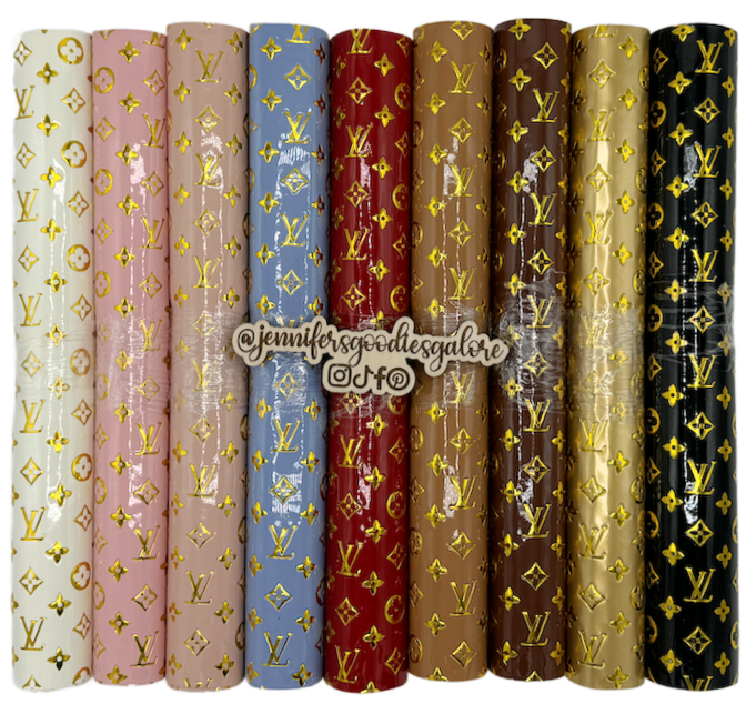 8.5x12", Embossed Leather Fabric, LV Leather, Gold LV, Embossed ...