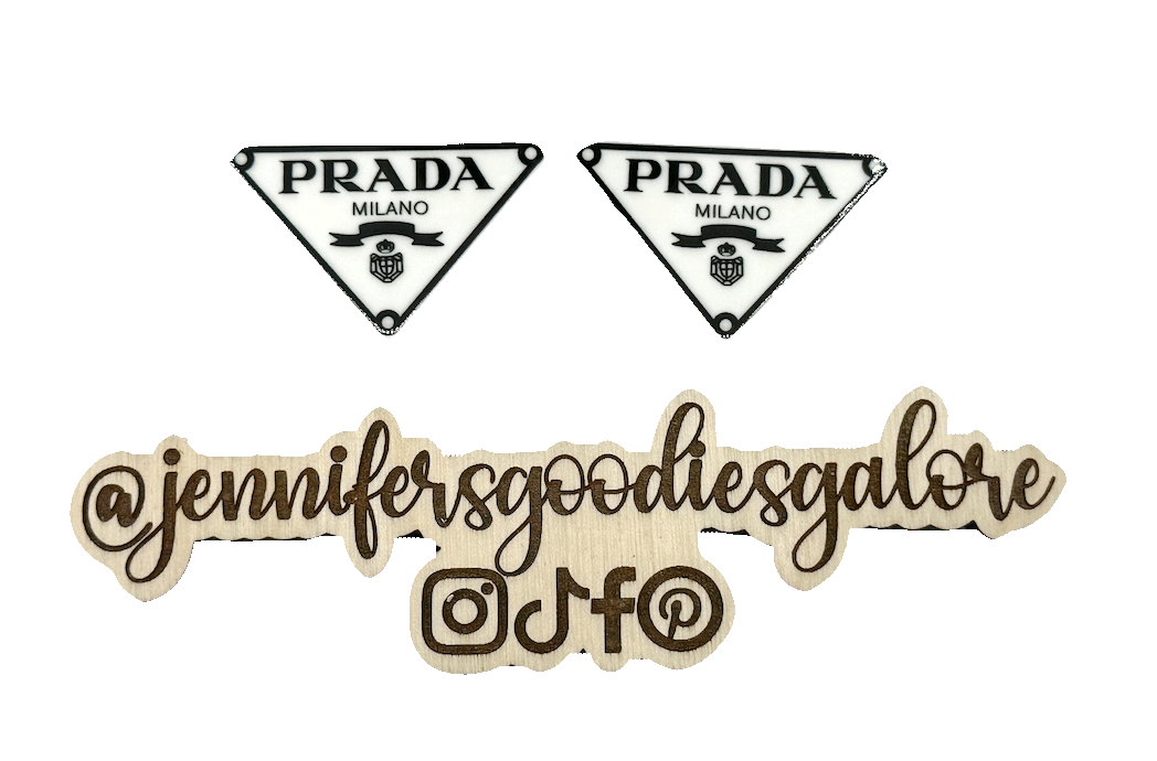 40mm, Prada Resins, Custom Prada Resins, White, Designer Logo Resins ...