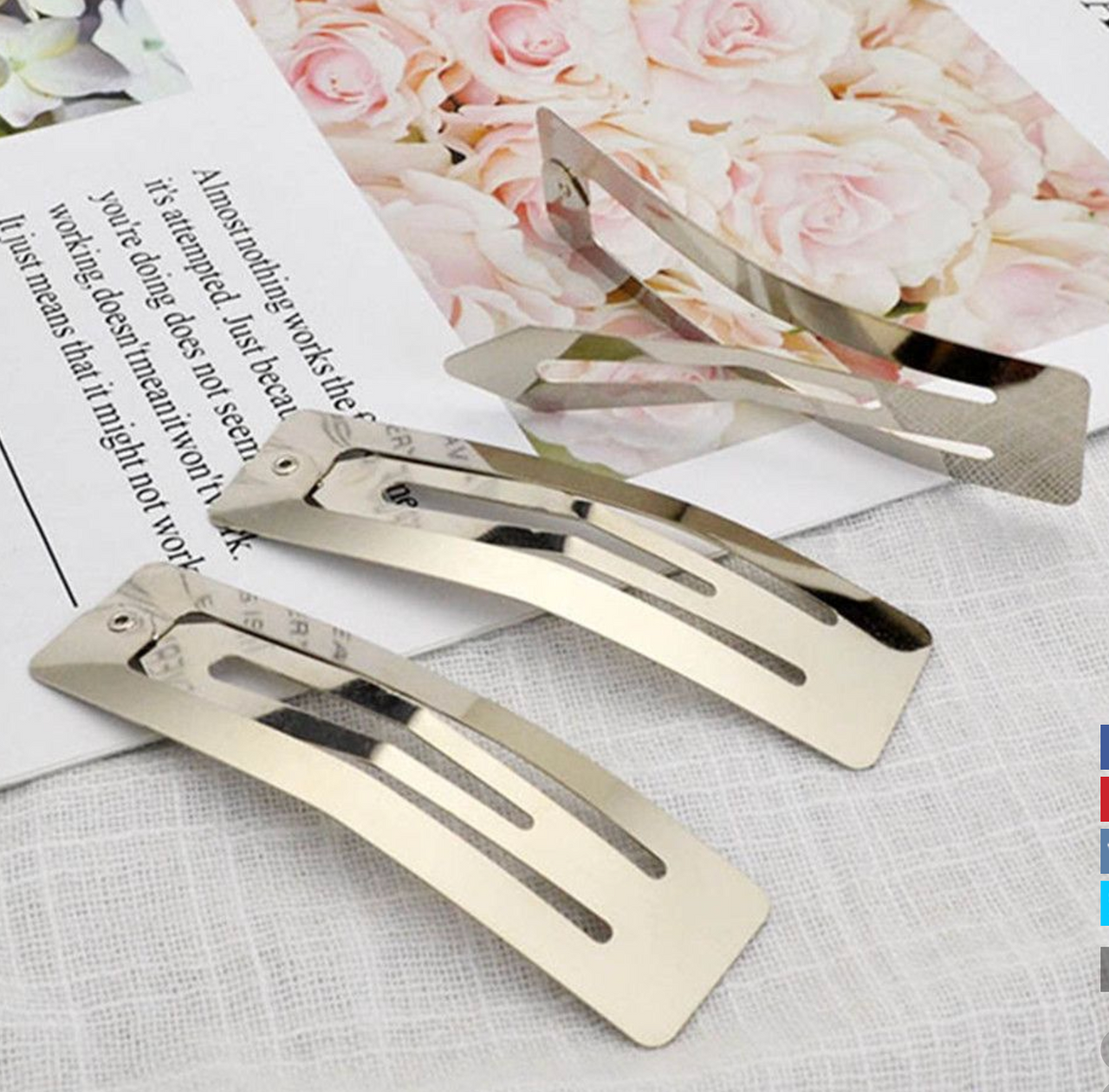 Square Snap Clips, Silver Snap Clips, Snap Clips, Hair Snap Clips, 10 ...