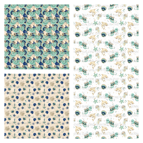 8x11", Ocean Synthetic Leather, Custom Leather Sheets, Seashell Leather ...