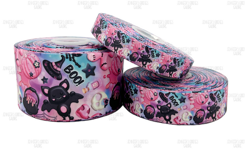 Halloween Ribbon, BOO!, Cute Bats, Mummy Ribbon, Bats, Pink Ombre ...