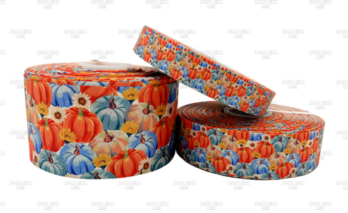 Pumpkin Ribbon, Fall Ribbon, Halloween Ribbon, Blue Pumpkins, Autumn ...