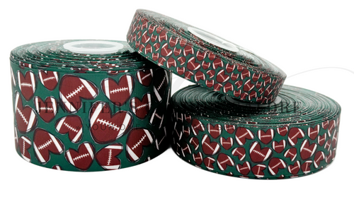 Football Ribbon, Sports Ribbon, Heart Footballs, Green Ribbon, Craft ...