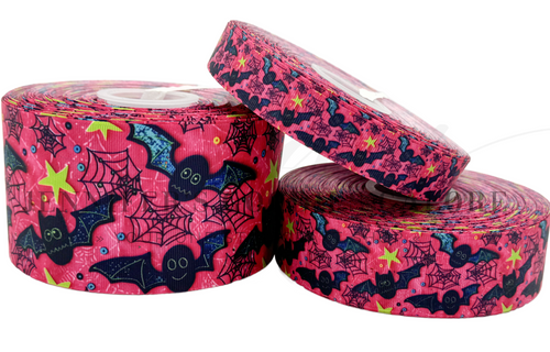 Halloween Ribbon, 3D Neon Cute Bats Ribbon, Spider Web Ribbon, Bats ...