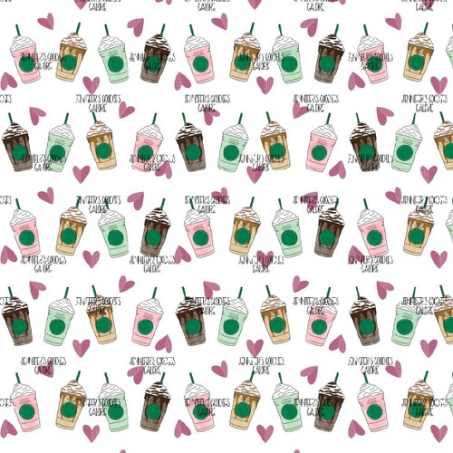 8x12", Starbucks Fabric, Coffee Synthetic Leather, Custom Leather Sheet ...