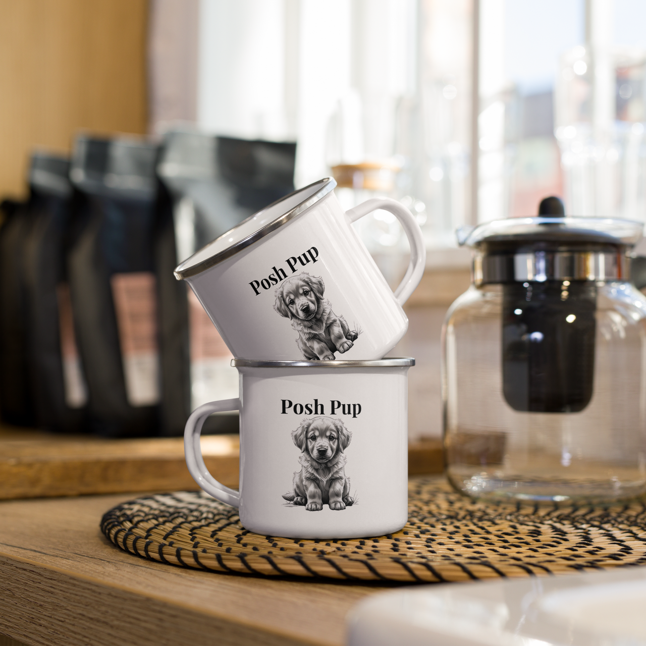 Enamel Camper Mug 12oz – Posh Pup Golden Retriever - K9AT – Designed ...