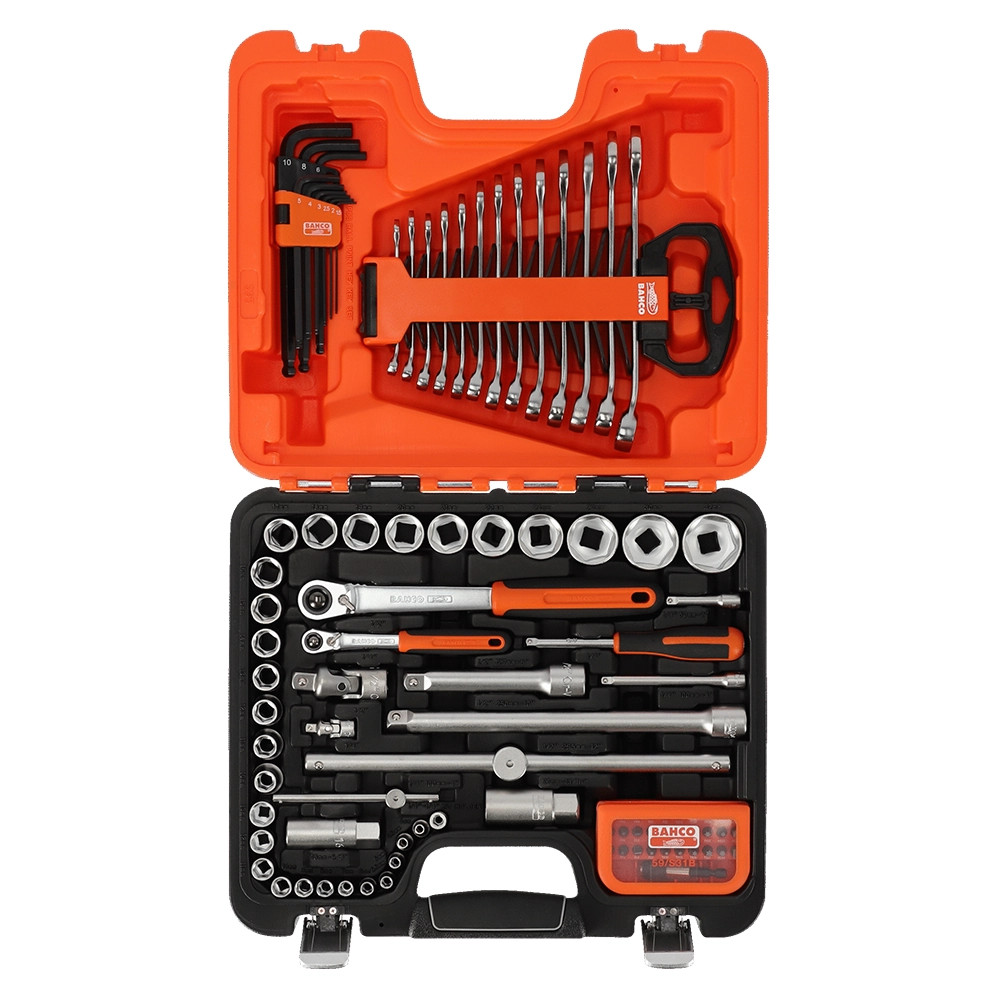 Bahco 95 Piece 1/2" Sq. Sockets with Combi Wrenches, L-Keys & Bits Set ...
