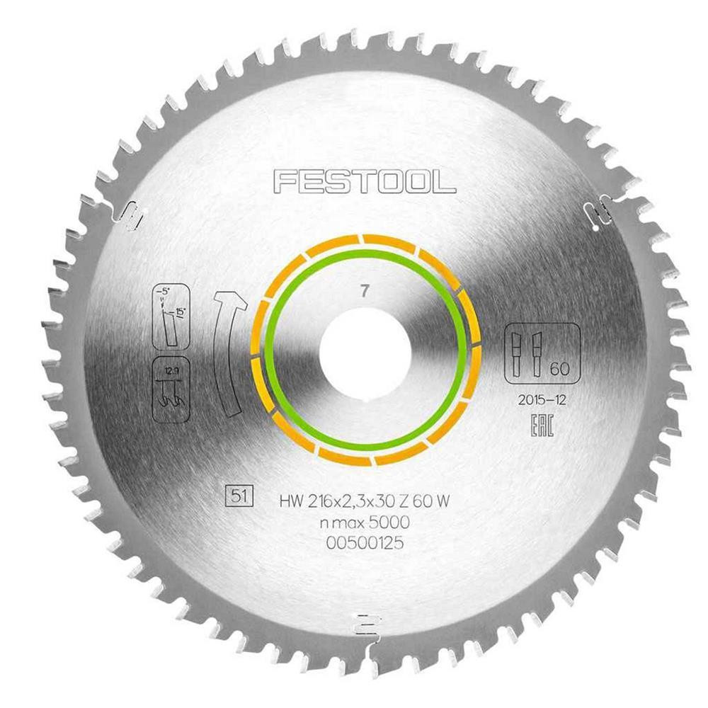 Festool 500125 216mm x 30mm 60T Fine Wood Saw Blade | Festool Circular ...