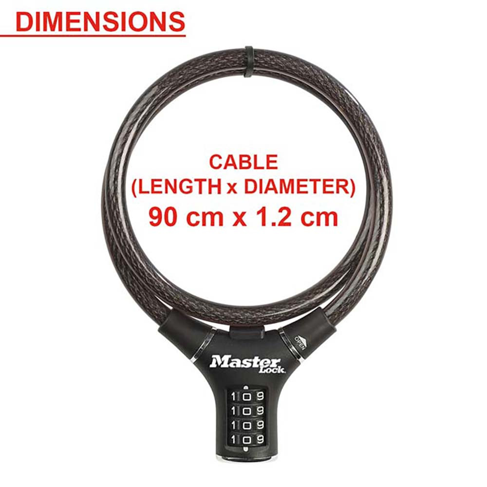 Master Lock 90cm Rigid Steel Combination Cable | Master Lock Security ...
