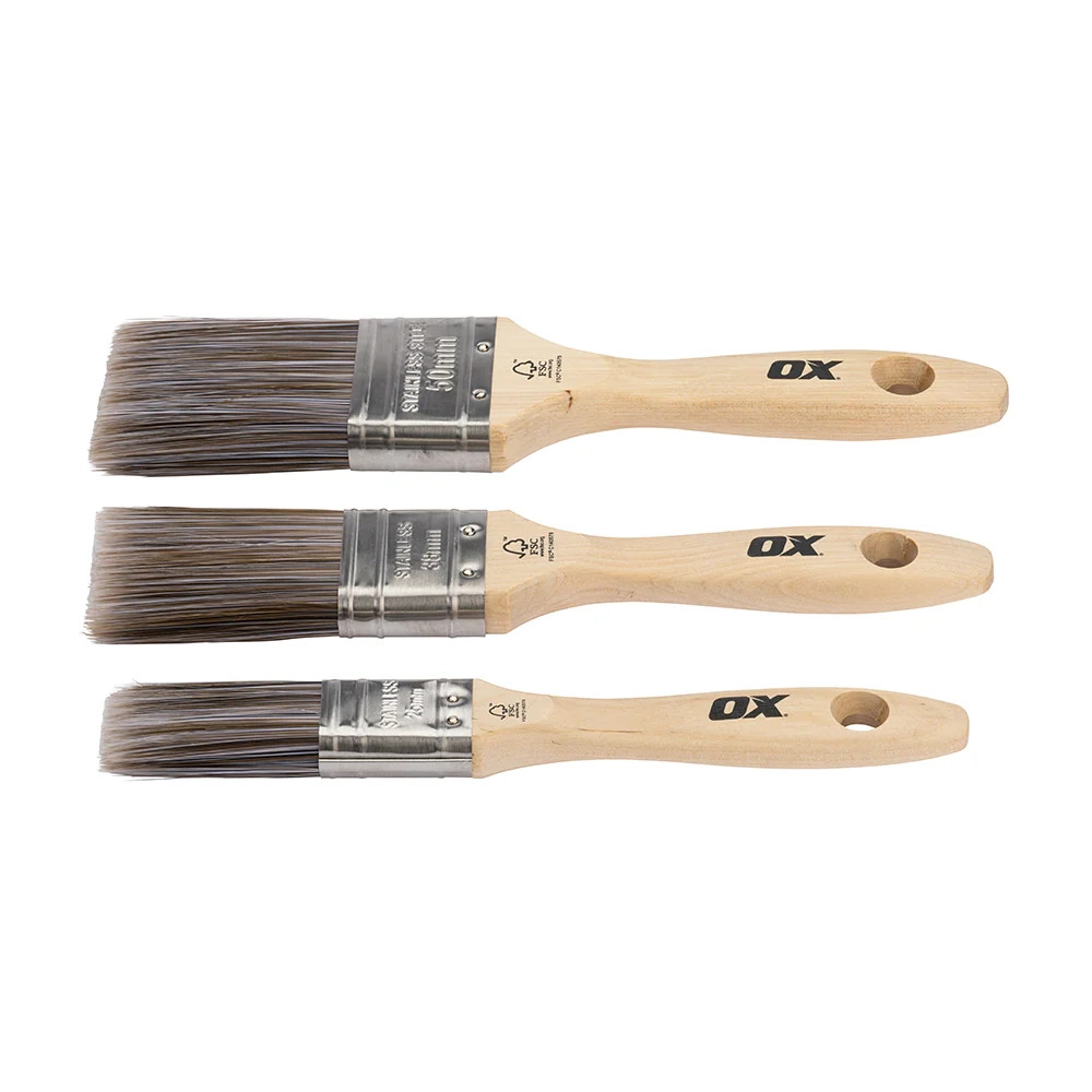 OX Trade 3 Piece Paint Brush Set - 25/38/50mm | OX Tools Paint Brushes ...