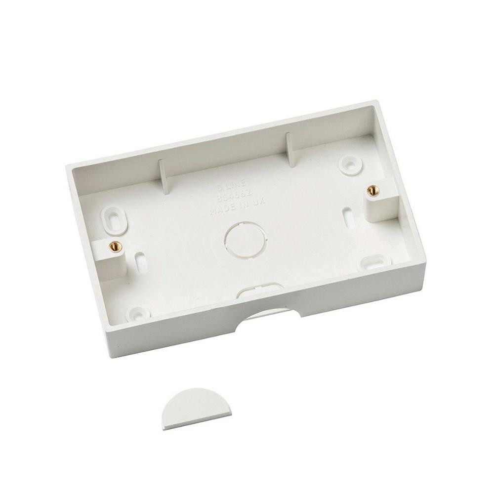 D-Line 2-Gang Surface Box White 28mm Depth (1x Adaptor Tee