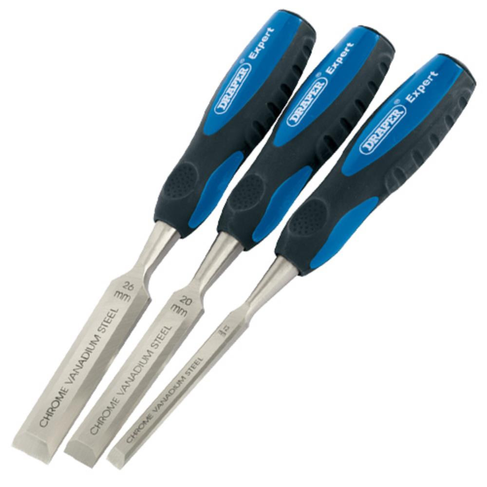 Draper 3 Piece Soft Grip Bevel Edge Wood Chisel Set - ITS