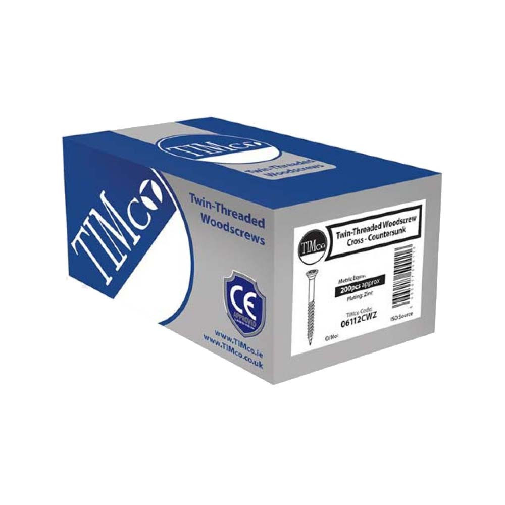 Timco 8 x 1/2'' Twin Woodscrew Zinc - Box of 200 | Timco Twin Thread ...