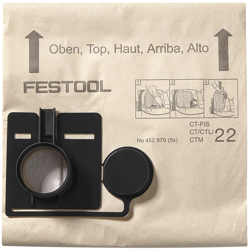 Festool 452970 FIS-CT 22 Filter Bags - Pack of 5 - ITS