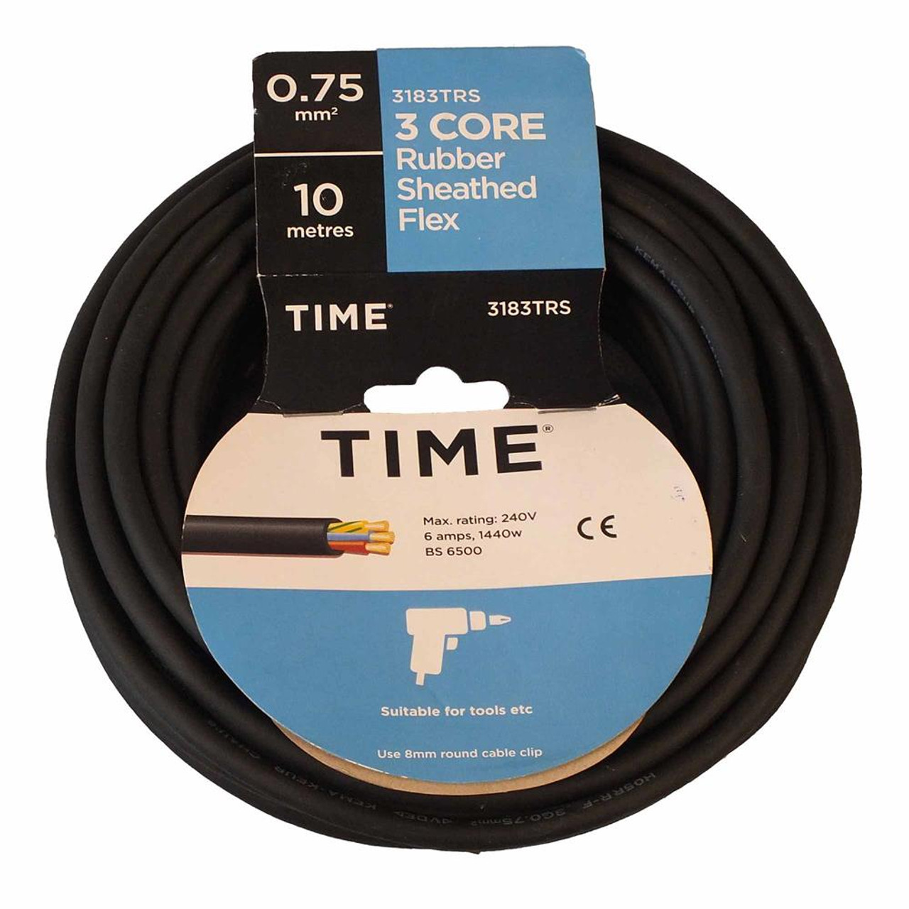 Pitacs TIME 3 Core Rubber Flexible Cable 3183TRS 0.75mm2 Black 10m | ITS.co.uk|
