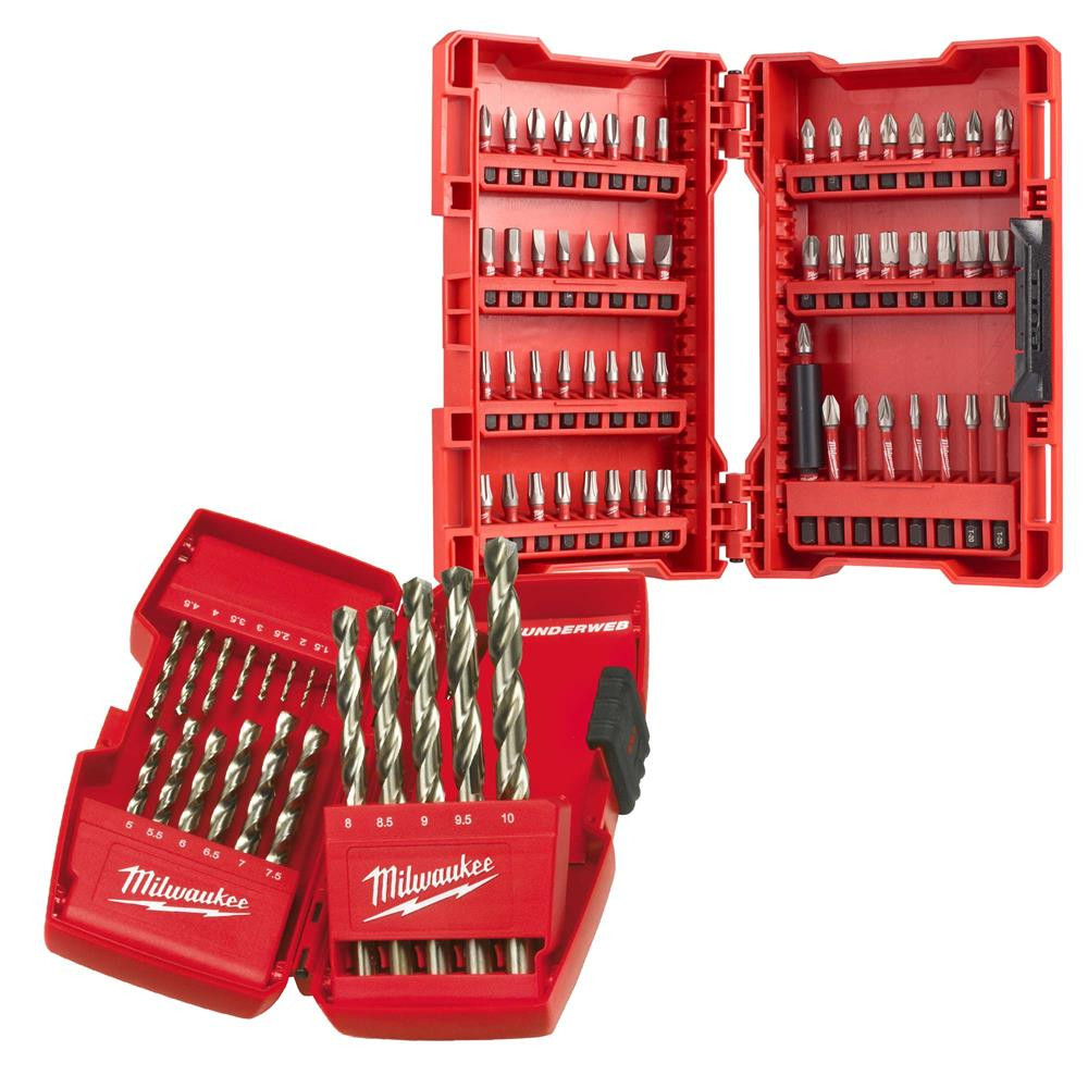 Milwaukee Shockwave Screwdriver Bit and Thunderweb Drill Bit Set - 76 Pc