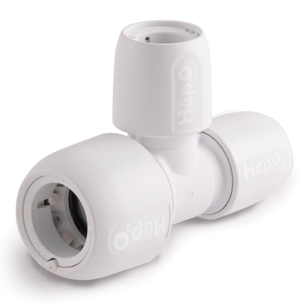 Hep20 22mm x 15mm Branch & One End Reduced Tee White | ITS.co.uk|