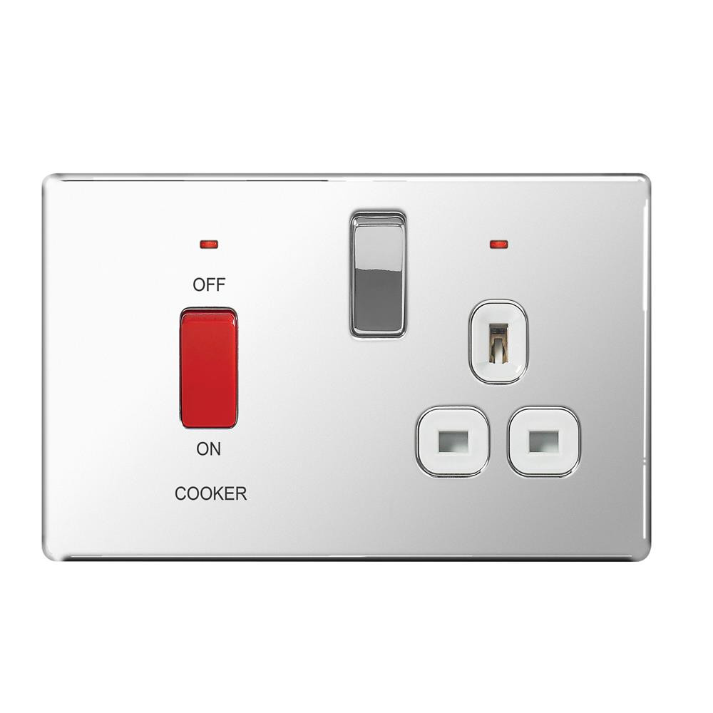 BG Chrome 45A Cooker Connection Unit Switched Socket With Neon | BG ...