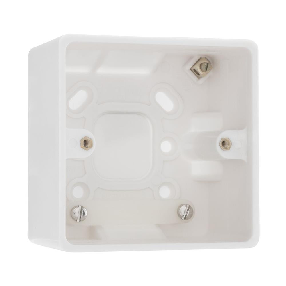 White Moulded Square Edge 1 Gang Surface Box, 45mm - ITS