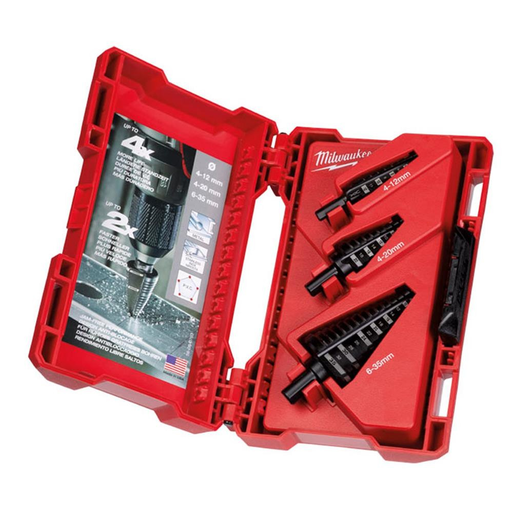 Milwaukee Step Drill Set - 3 Piece | Milwaukee Cone & Step Drill Bits ...