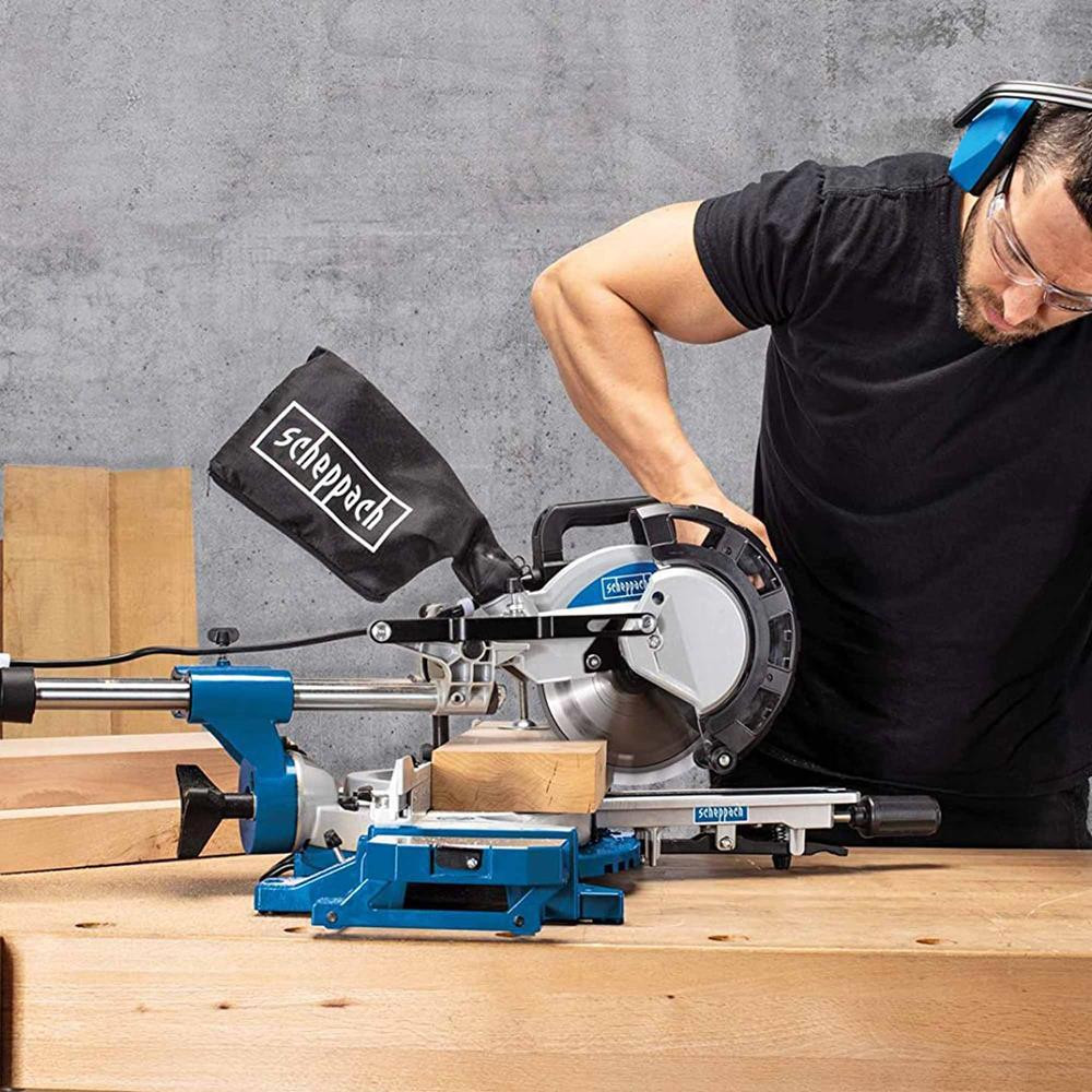 Scheppach HM216 Sliding 216mm Mitre Saw with 2x Saw Blades