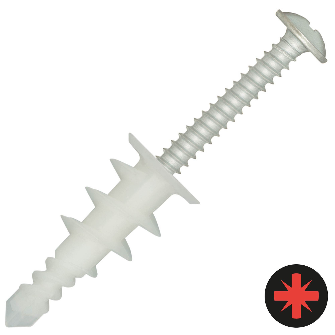 Rawlplug 32mm Self Drill Plasterboard Nylon Fixing With Screw - Pack of 100