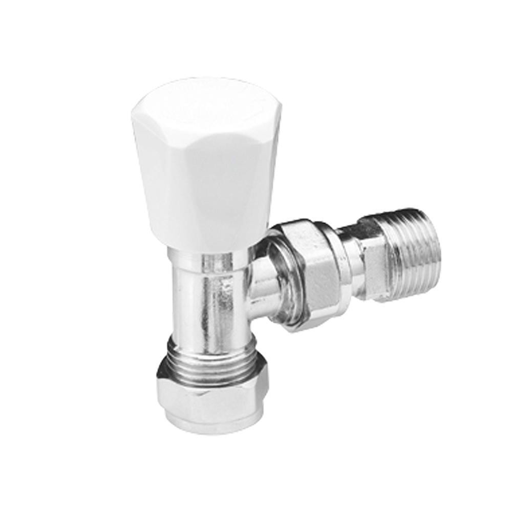 Pegler Mercia 15mm x 1/2'' Angle Radiator Valve (White/Chrome) - Pack of 5