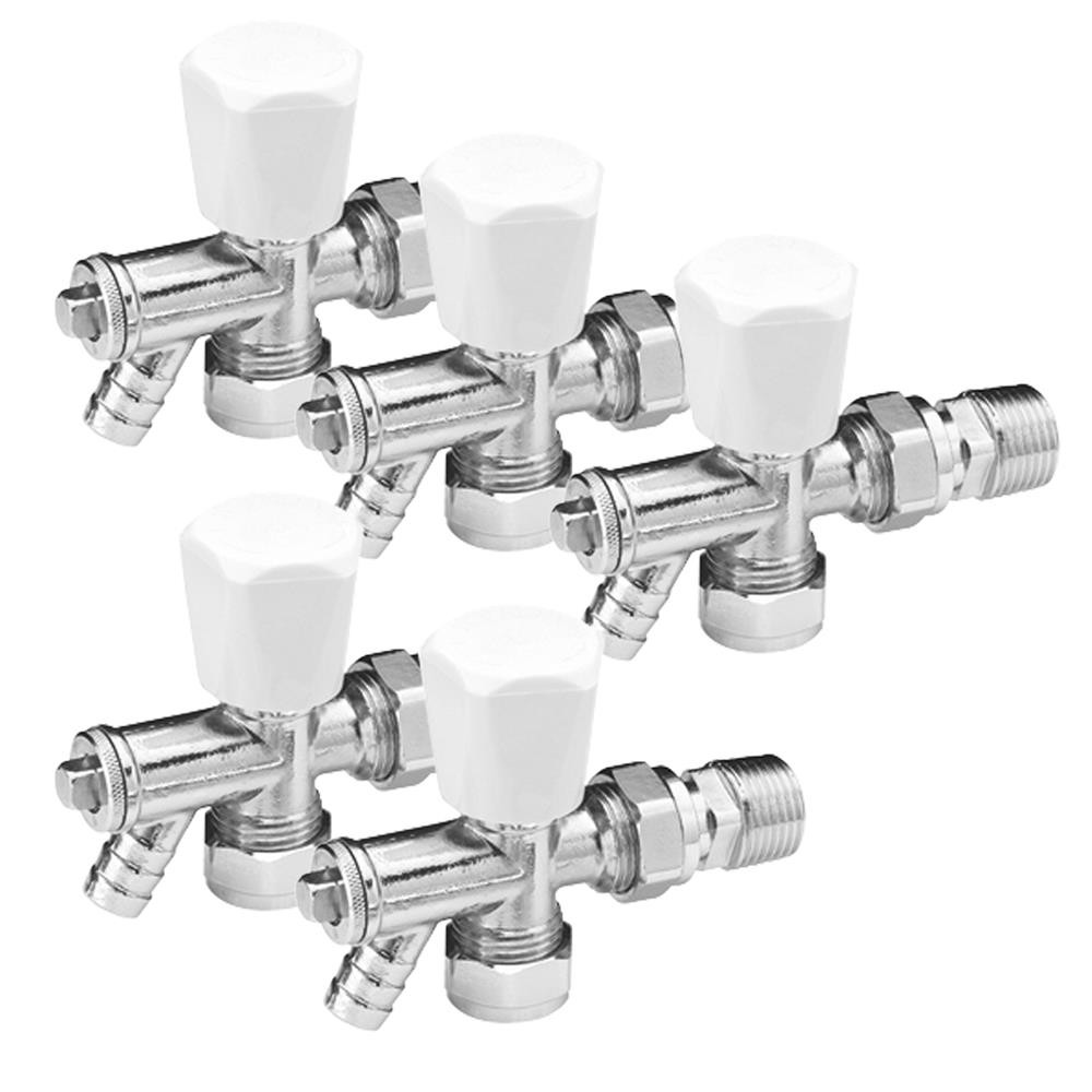 Pegler Mercia 15mm Angle TRV & LS Wheel-Head (White/Chrome) - Pack of 5
